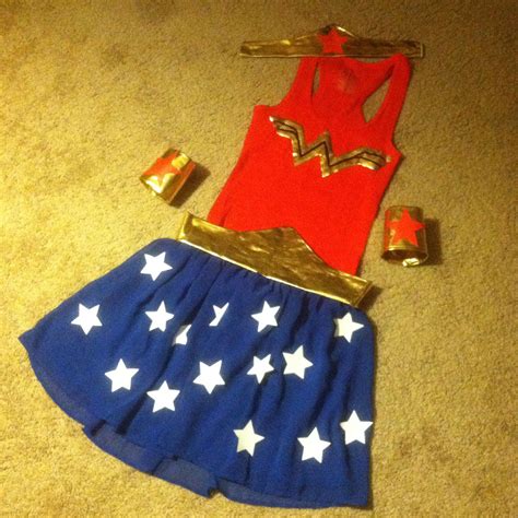 Diy Wonder Woman Costume Halloween Wonderwoman Easy Wonder Woman Costume Wonder Woman