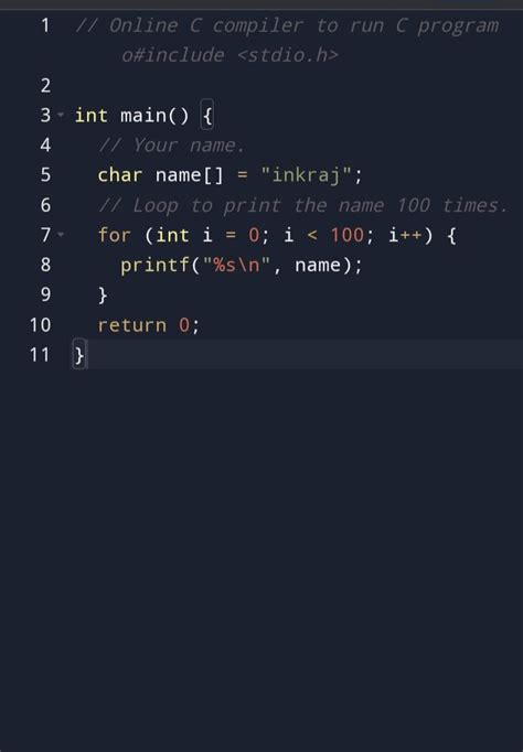 C Programming Write Your Name Multiple Times In The Output