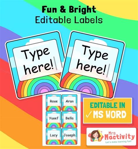 Rainbow Classroom Peg Labels Rainbow Display Resources