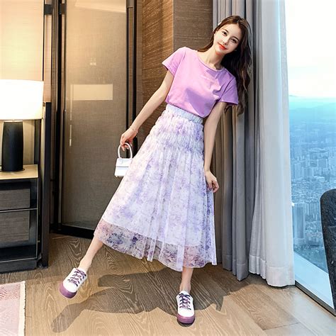 2020 နွေရာသီ ဒီဇိုင်းသစ် ခါးမြင့် ပန်းရိုက် Mesh စကပ် အမျိုးသမီး စကားလုံး ရှည်လျားသော ဒီဇိုင်း