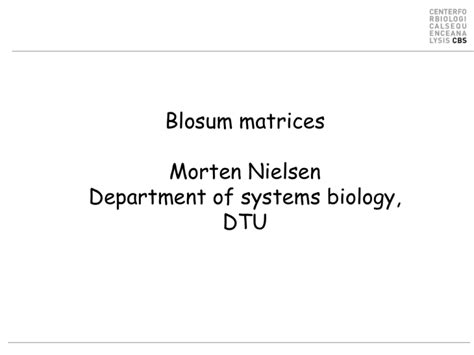 Blosum Scoring Matrices