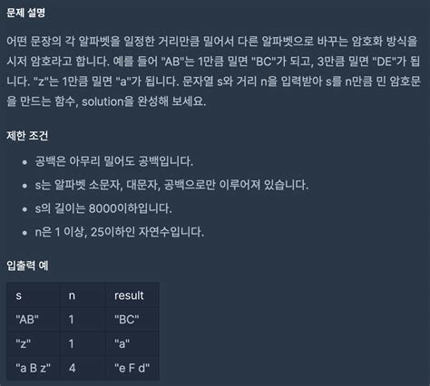 [프로그래머스] [lv1] 시저 암호 wang s blog