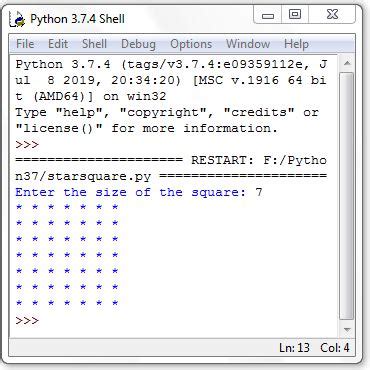 Python Program Print Square Of Stars EasyCodeBook Com