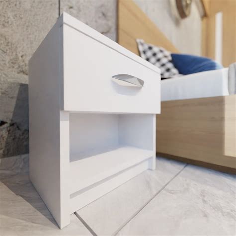 ᐉ Тумба приліжкова з одним висувним ящиком Марсель 386х410х292 мм Білий • Краща ціна в Києві