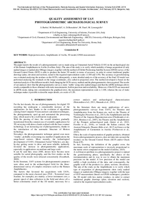 Pdf Quality Assessment Of Uav Photogrammetric Archaeological Survey