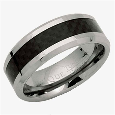 Tungsten Carbide 8mm Carbon Fibre Inlay Ring 68 Jessop Jewellers