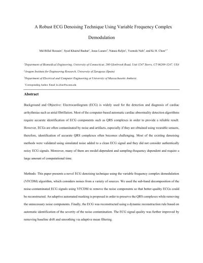 A Robust Ecg Denoising Technique Using Variable Frequency Complex Demodulation