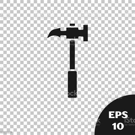 투명 한 배경에 격리 된 검은 발톱 망치 아이콘입니다 목수 망치 수리를위한 도구 벡터 일러스트레이션 갈고리 발톱에 대한 스톡