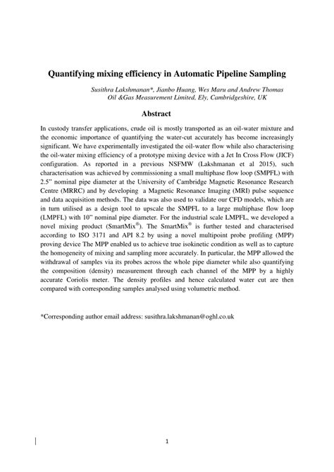 Pdf Quantifying Mixing Efficiency Nsfmw 2017