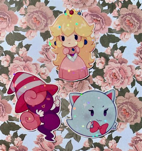 Paper Mario Ttyd Peach Vivian Boo Laminated Sticker Set Etsy