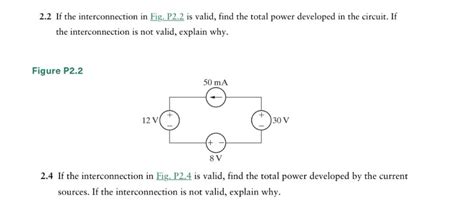 2 2 If The Interconnection In Fig P2 2 Is Valid Find The Total Power Developed In The Circuit