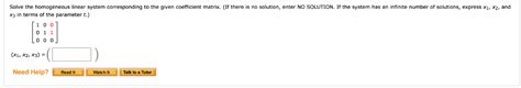 Solved Solve The Homogeneous Linear System Corresponding To