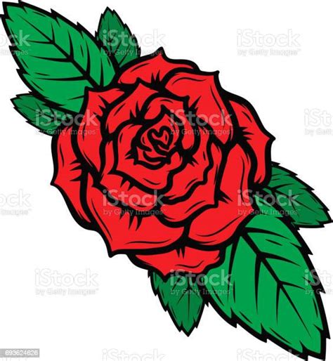 구식 문신 스타일 장미 흰색 배경에 고립 포스터 엽서 티셔츠에 대 한 요소를 디자인 합니다 벡터 일러스트 레이 션 0명에 대한 스톡 벡터 아트 및 기타 이미지 Istock