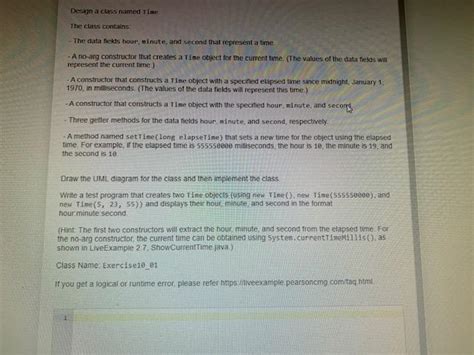 Solved Design A Class Named Time The Class Contains The Data