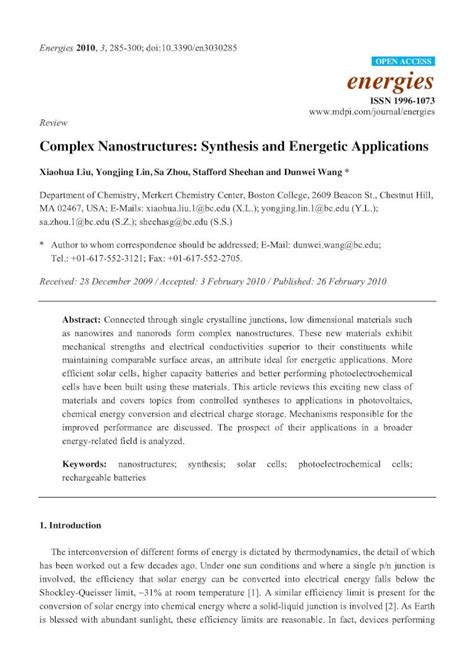 Pdf Complex Nanostructures Synthesis And Energetic Applications · Complex Nanostructures
