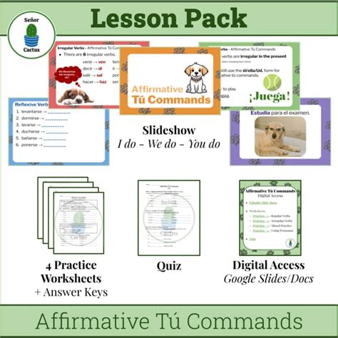 Affirmative Tú Commands Lesson Pack Slides Worksheets And Quiz Spanish