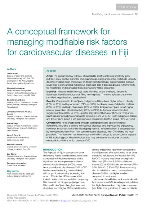 Pdf A Conceptual Framework For Managing Modifiable Risk Factors For Cardiovascular Diseases In
