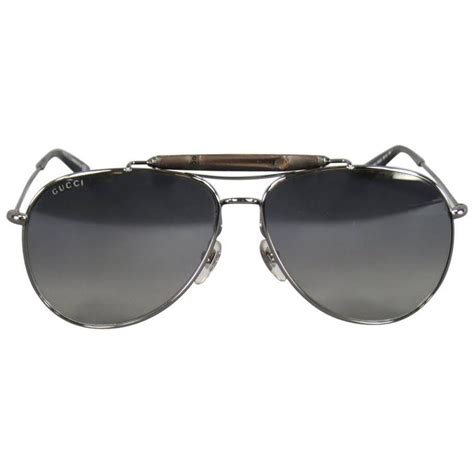 Gucci Silver Tone Metal Bamboo Top Aviator Sunglasses At 1stdibs