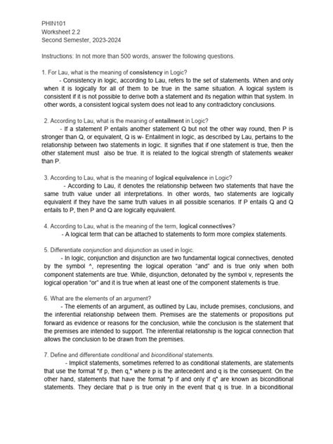 Worksheet2 2phin Pdf Logical Consequence Logic