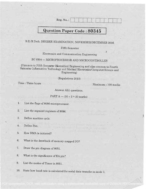 Anna University Ec 6504 Microprocessor And Microcontroller For