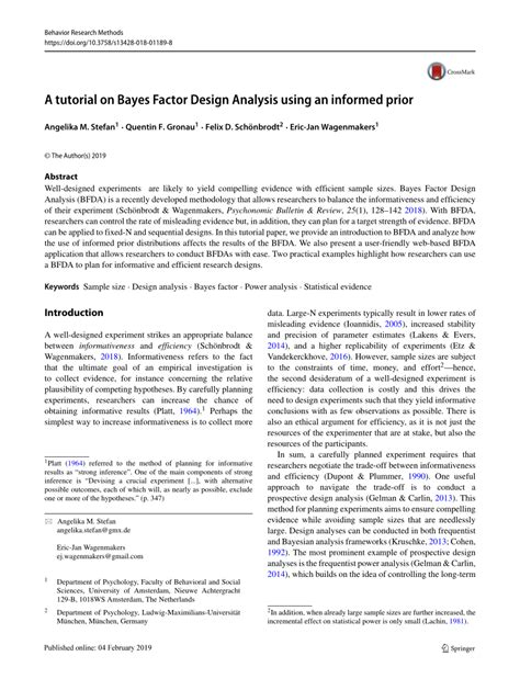 PDF A Tutorial On Bayes Factor Design Analysis Using An Informed Prior
