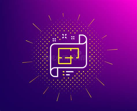 Architectural Plan Line Icon Technical Project Sign Vector Stock