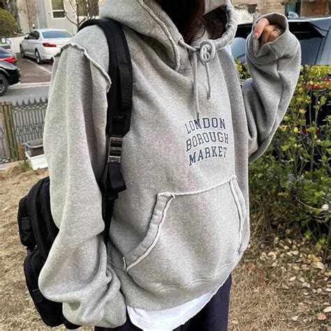 키키의옷장 영문 레터링 따뜻한 기모 포켓 후드 티셔츠