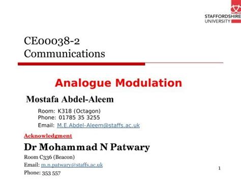 Ce00038 2 Communications Analogue Modulation