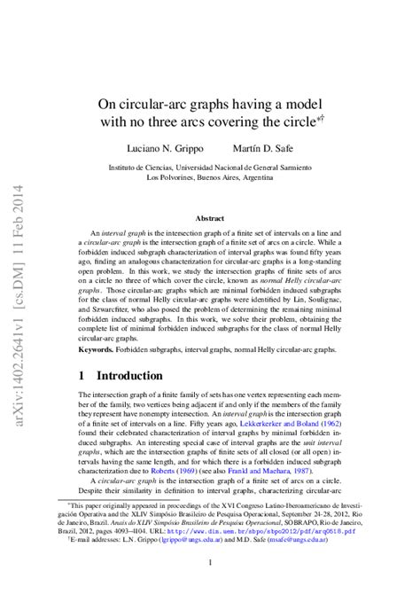Pdf On Circular Arc Graphs Having A Model With No Three Arcs Covering The Circle