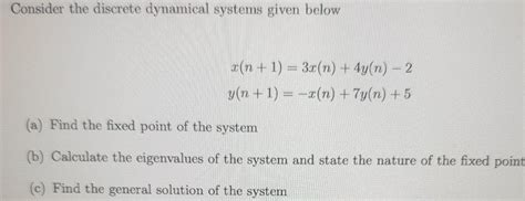 Solved Consider The Discrete Dynamical Systems Given Below