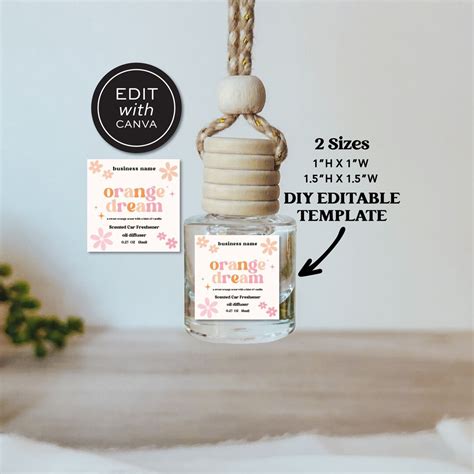 Car Diffuser Label Canva Template Editable Diy Product Label Template Customizable Air
