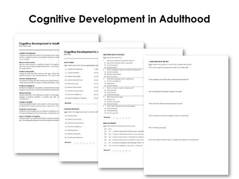 Cognitive Development In Adulthood Teaching Resources