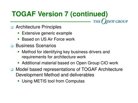 PPT The Open Group Architecture Framework TOGAF Version PowerPoint Presentation ID