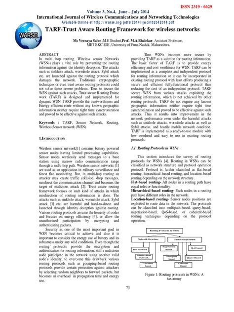 Tarf Trust Aware Routing Framework For W Pdf Pdf Wireless Sensor Network Routing