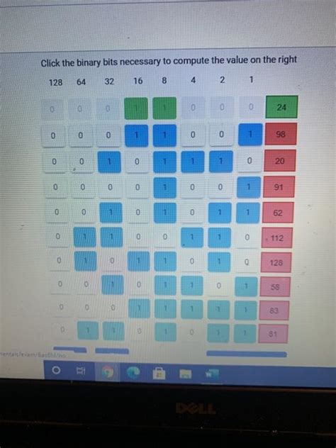 Solved Click The Binary Bits Necessary To Compute The Value
