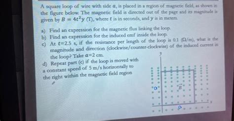 Solved A Square Loop Of Wire With Side A Is Placed In A Chegg