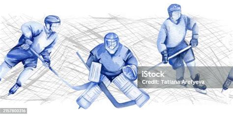 하키 골키퍼는 목표 얼음 배경 원활한 패턴 아이스 스포츠 테마의 손으로 그린 수채화 스케치 하키 경기 장식에 스케이트 트랙에서