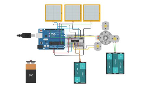 circuit design motores com ponte h e pwm tinkercad