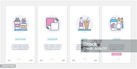 패스트푸드 및 음료 테이크아웃 라인 메뉴 Ux Ui 온보딩 모바일 앱 페이지 화면 세트 개체 그룹에 대한 스톡 벡터 아트 및 기타 이미지 개체 그룹 건강에 좋지 않은