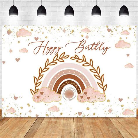 Badu Bg адаптивен фон за рожден ден с бохемска дъга Пампас трева Бохо бебе Декорация за парти за