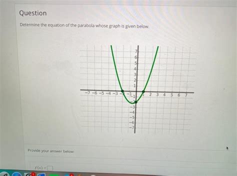 Solved Determine The Equation Of The Parabola Whose Graph Is