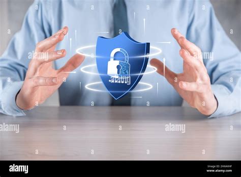 Cyber Security Network Padlock Icon And Internet Technology Networking Businessman Protecting