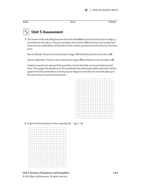 Integrated Math 1 Unit 5 Unit Assessment Pdf Equations Algebra