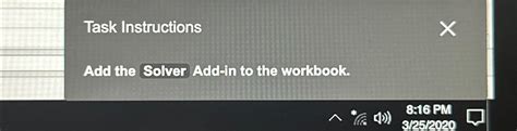 Solved Task Instructionsadd The Solver Add In To The