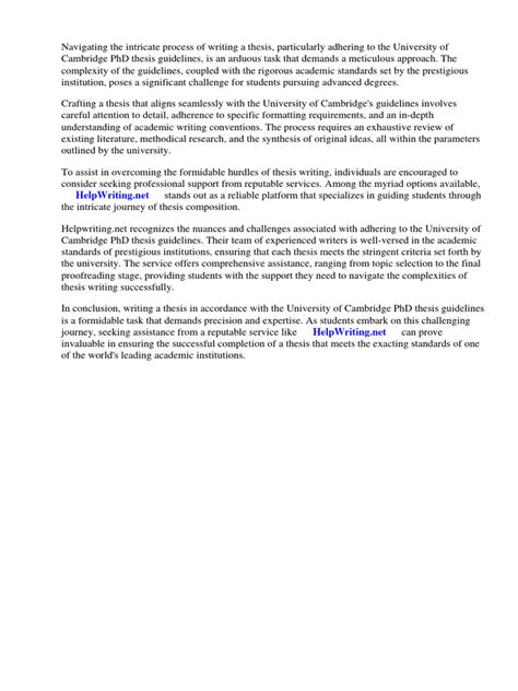 University Of Cambridge Phd Thesis Guidelines Pdf