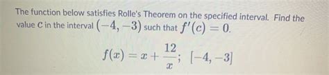 Solved The Function Given Below Satisfies The Mean Value