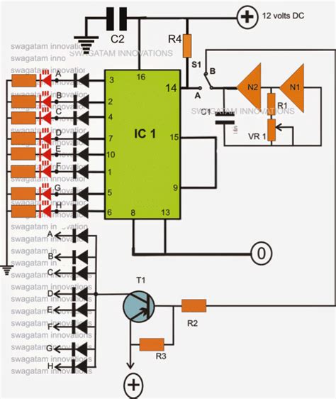 4017 Led Knight Rider Running Light Circuit Diagram