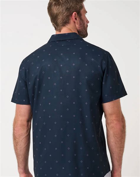 Travis Mathew Techwoven Summer Button Up Shirt Total Eclipse Johns