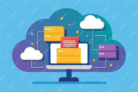 An Illustration Depicting A Computer Accessing Data Stored In A Cloud Computing System