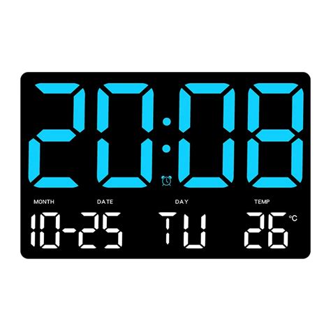 Large Digital Wall Clock With Big LED Screen Display Temperature For Living Room Bedroom Desk